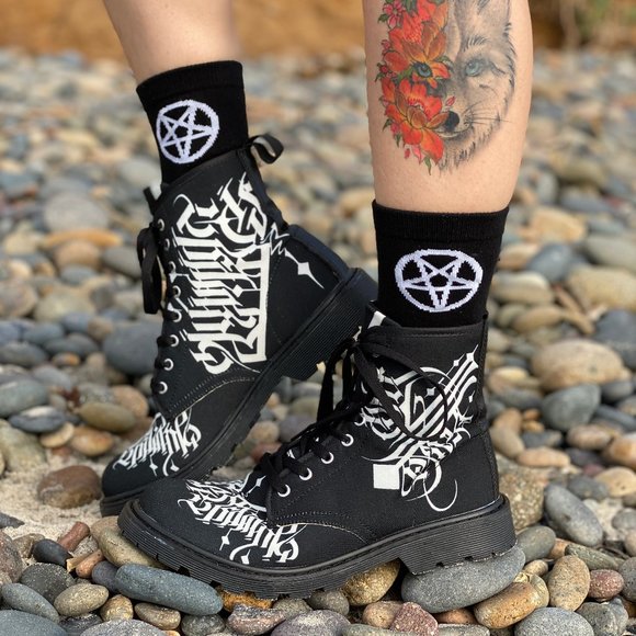 Hex ink | Shoes | Custom Calligraphy Canvas Boots | Poshmark